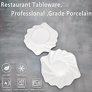 jinsongdafa Appetizer dinner Plates white Dessert Plates - Porcelain Modern Pasta Salad Plate Set of 4, Smooth Glaze, Scratch Resistant - Dishwasher, Microwave, Oven Safe 9.8 Inch