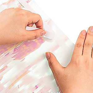 BRAVESHINE Party Decorations Iridescent Foil Fringe Backdrops - 2 Pack 3.2 x 6.5 ft Metallic Tinsel Photo Booth Pros Streamer Curtains for Birthday Wedding Graduation Christmas Holiday - Clear