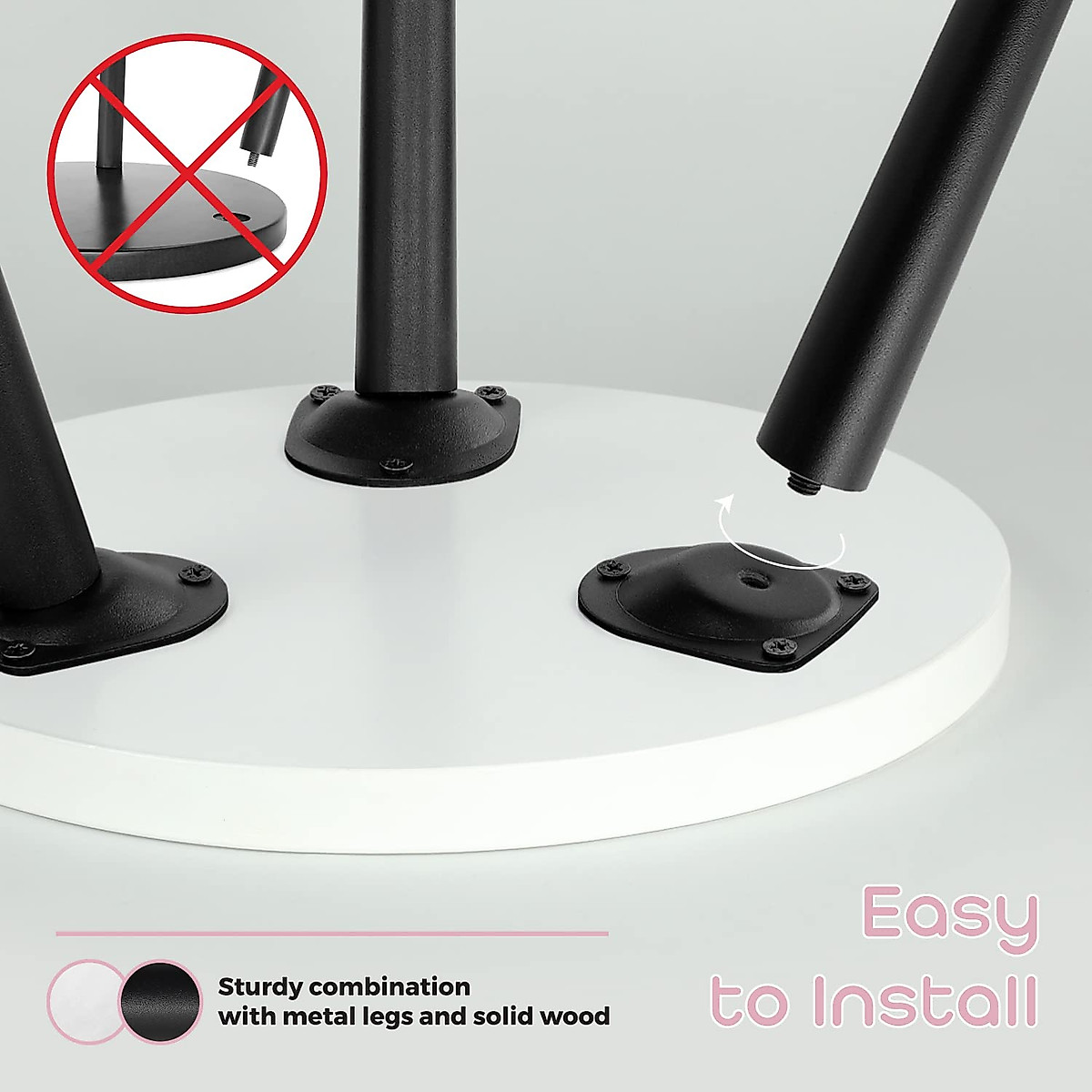 Indoor Plant Stand with Metal Legs, 16" Tall Plant Holder for Flower Pots, Mid Century Wooden Plant Stand Plant Table for Flower Pots, Modern Home Decor Small Round Side End Table (White Set 2)