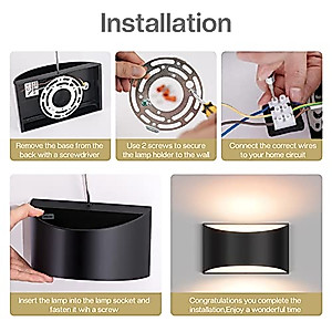 Aiilsmp Black Modern LED Wall Sconces Set of Two Hardwired Wall Sconces Indoor Up and Down Wall Mount Light for Living Room, Bedroom, Hallway Warm White 3000K(with G9 Bulbs)