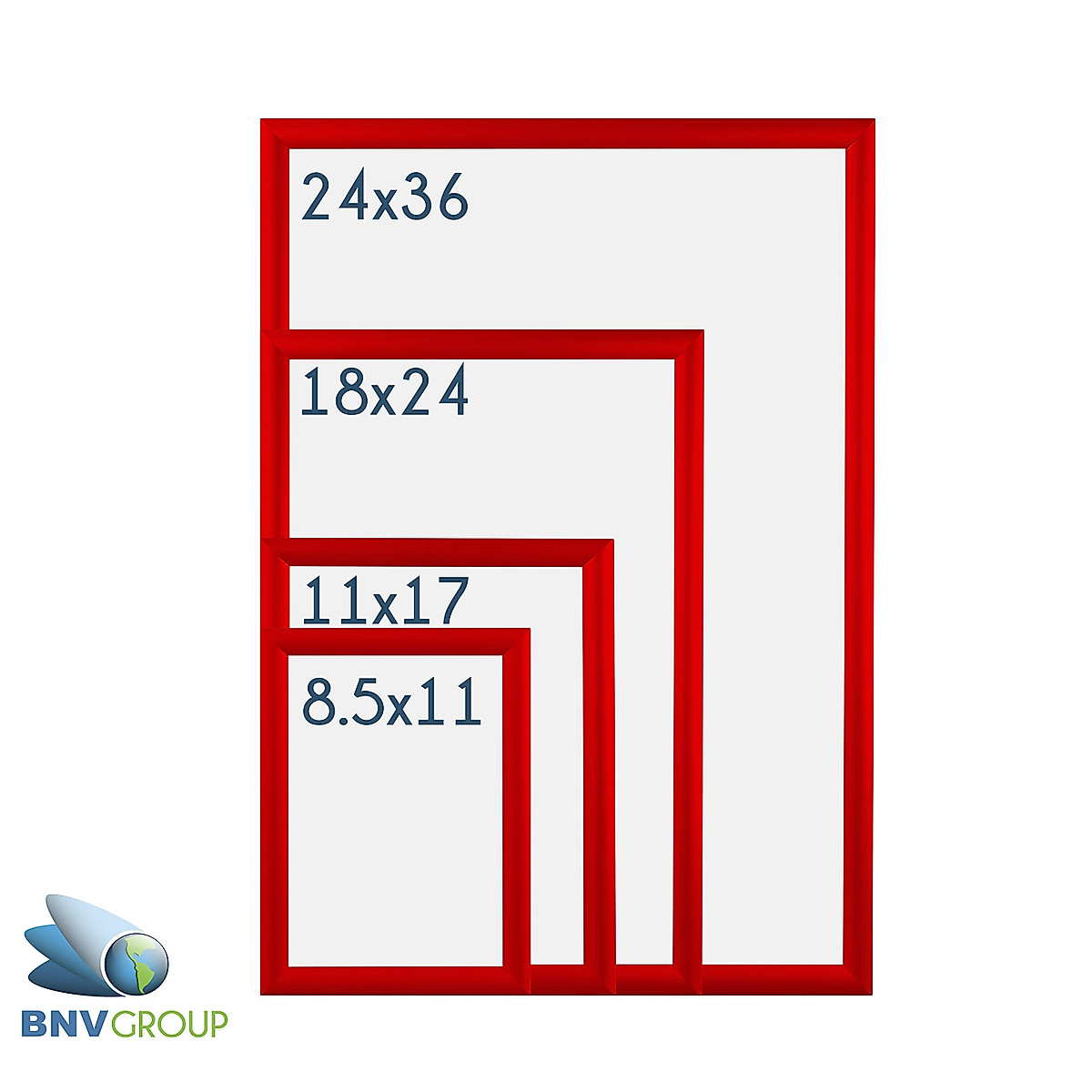 BNV Aluminum Front Load Snap Poster/Picture Frame, Red, 16x20 Inches, 1'' Profile, Wall Mounting, Portrait and Landscape Mode, Easy Installation, Anti-Glare, PVC Cover, Lightweight