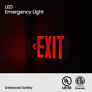 LimoLighting [4 Pack] New Gen. SMD LED Red Exit Sign Emergency Light, UL & ETL Certified, Sinlge or Double Sided (Double Face) with Battery Back-Up/Red Letter, Wall/Ceiling/Side Mount, AGG3396