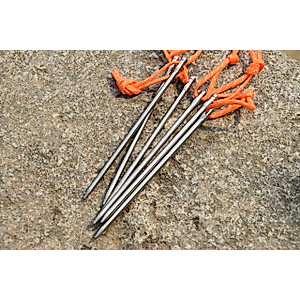 Tentock Titanium Tent Stakes 6pcs/Pack Ultralight Tarp Nails Hammock Pegs for Hard Ground Rock Granite with Reflective Loop (TT0144(16.5cm))