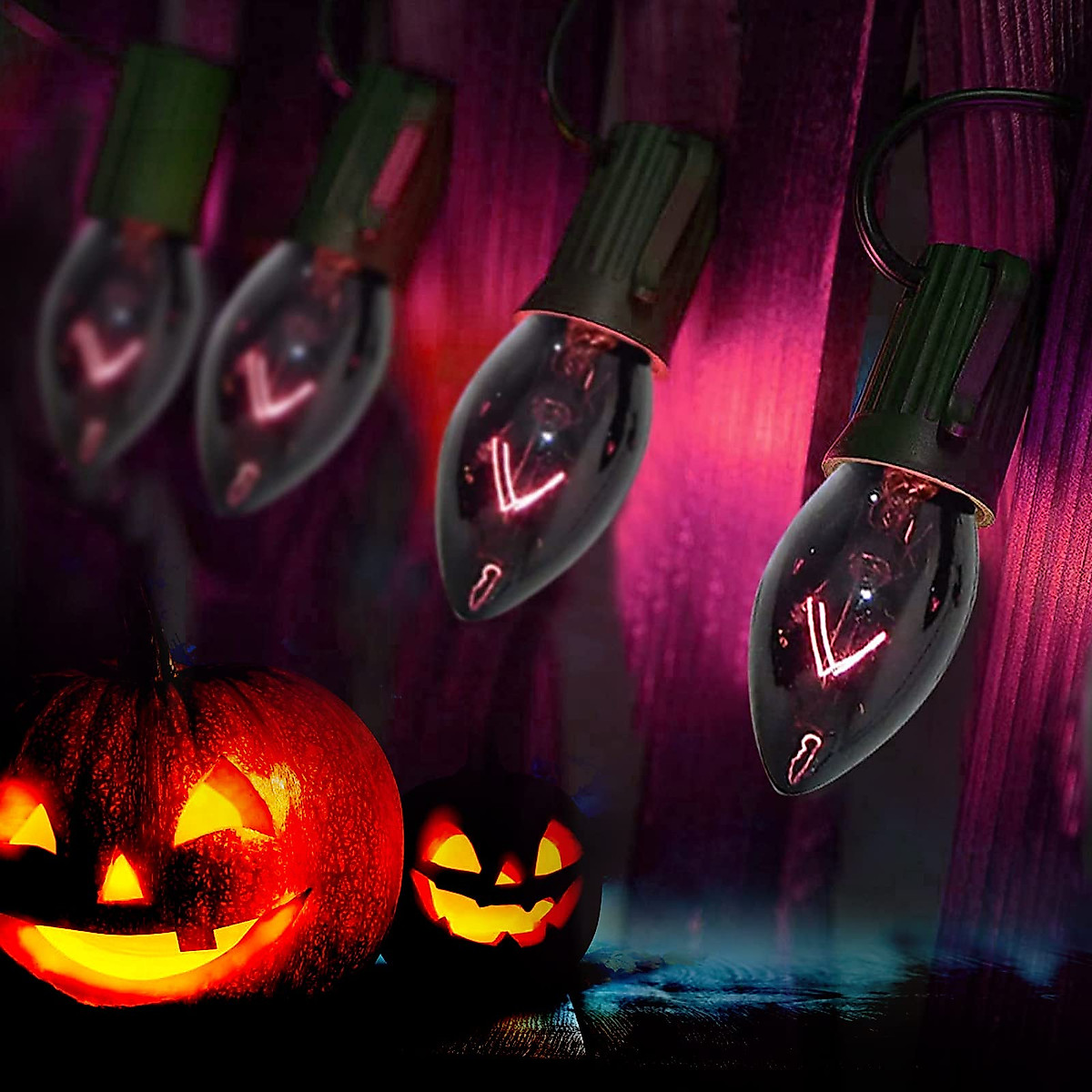CHYSUPER C7 Replacement Bulbs, Christmas Light Bulbs, Dark Purple 5W Incandescent Bulbs for Halloween Outdoor String Lights Xmas Tree Patio Party Decor, C7 Bulbs E12 Candelabra Base- 25 Pack
