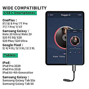 COOYA USB C to 3.5mm Audio Jack for Samsung S20 FE S21 S22 5G OnePlus 8T Headphone Adapter USB C to Aux Dongle Stereo Earphone Connector for iPad Air 4 iPad Pro Google Pixel 5 6 Galaxy Note 20 Z Flip3