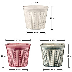Ceramic Planters for Indoor Plants 4.7 inches Set of 3 Glazed Plant Pots Boho Flower Pots for Succulent Snake Plant Herb Orchid Houseplant Garden Home Office
