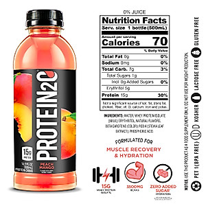 Protein2o 15g Whey Protein Infused Water, Peach Mango, 16.9 Oz Bottle (Pack of 12)