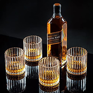 Combler Whiskey Glasses, Bourbon Glass 10oz, Cocktail Glasses Set of 4, Rocks Glasses, Crystal Old Fashioned Glass, Whiskey Gifts for Men, Drinking Glasses for Vodka Scotch Liquor Malt Cognac Rum