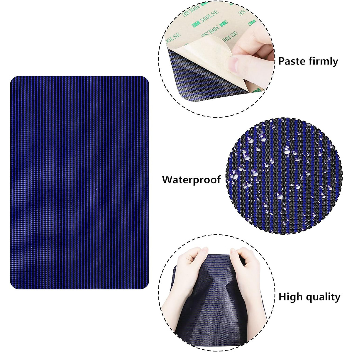 Lfutari 6pcs Swimming Pool Cover Repair Kit - Blue Pool Safety Cover Patch Kit - Self-Adhesive Mesh Pool Cover Saver Patch Kit for Inground Safety Pool Cover (2pcs 12x8 inch+4pcs 4X8 inch)