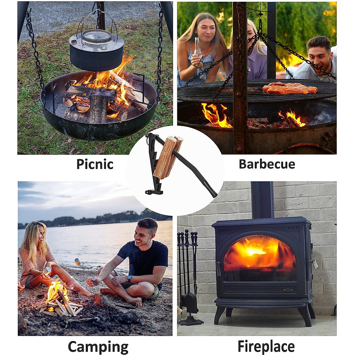 Oftest Wall Mounted Wood Splitter - Carbon Steel Wall Mounted Kindling Splitter, Firewood Kindling Splitter for Soft Wood, Manual Log Splitters with Firewood Tote Bag, Glove