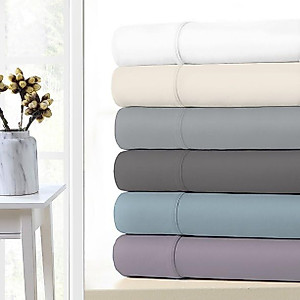 4 Piece Premium Sheet Set Cotton Full_54"x75", 100% Egyptian Cotton, 1000 Thread Count, 16 Inch Deep Pocket of Cotton Sheets, (Light Grey Solid) 100% Long Staple Sateen Soft Combed Cotton
