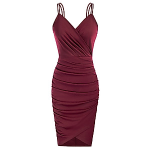 GRACE KARIN Party Dress for Women V-Neck Sexy Elegant Homcoming Cocktail Dress Wine Red L