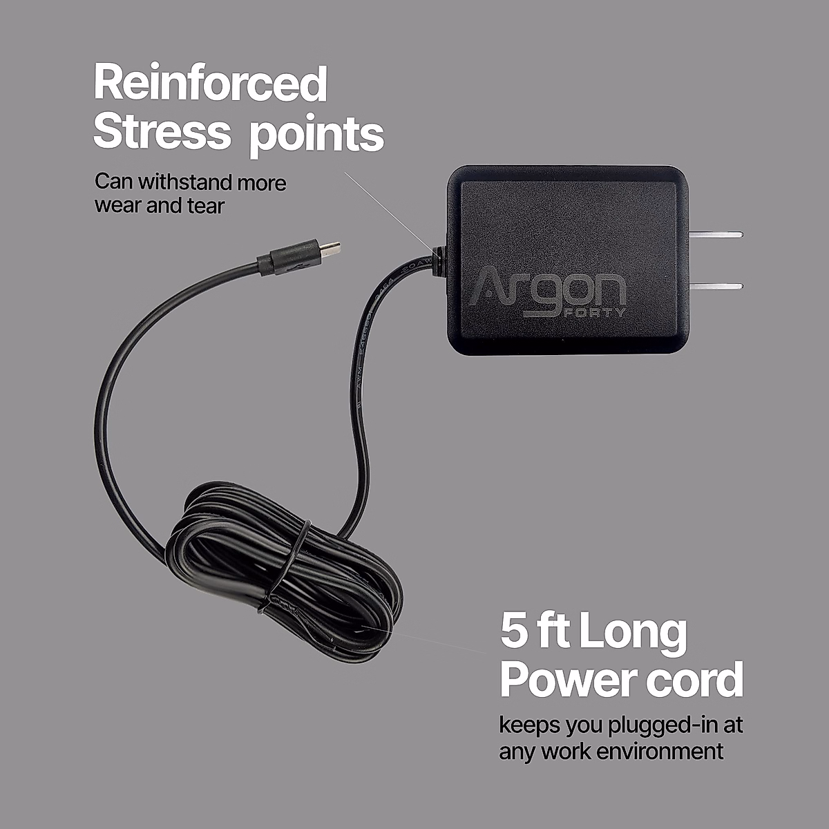 Argon Micro USB Cable Power Supply 5.25 Volts 3 Amps for Raspberry Pi 3 and Zero Boards | UL Listed | 3.3 Feet Long Cable with Micro USB Connector | Micro USB Cable and Wall Charger