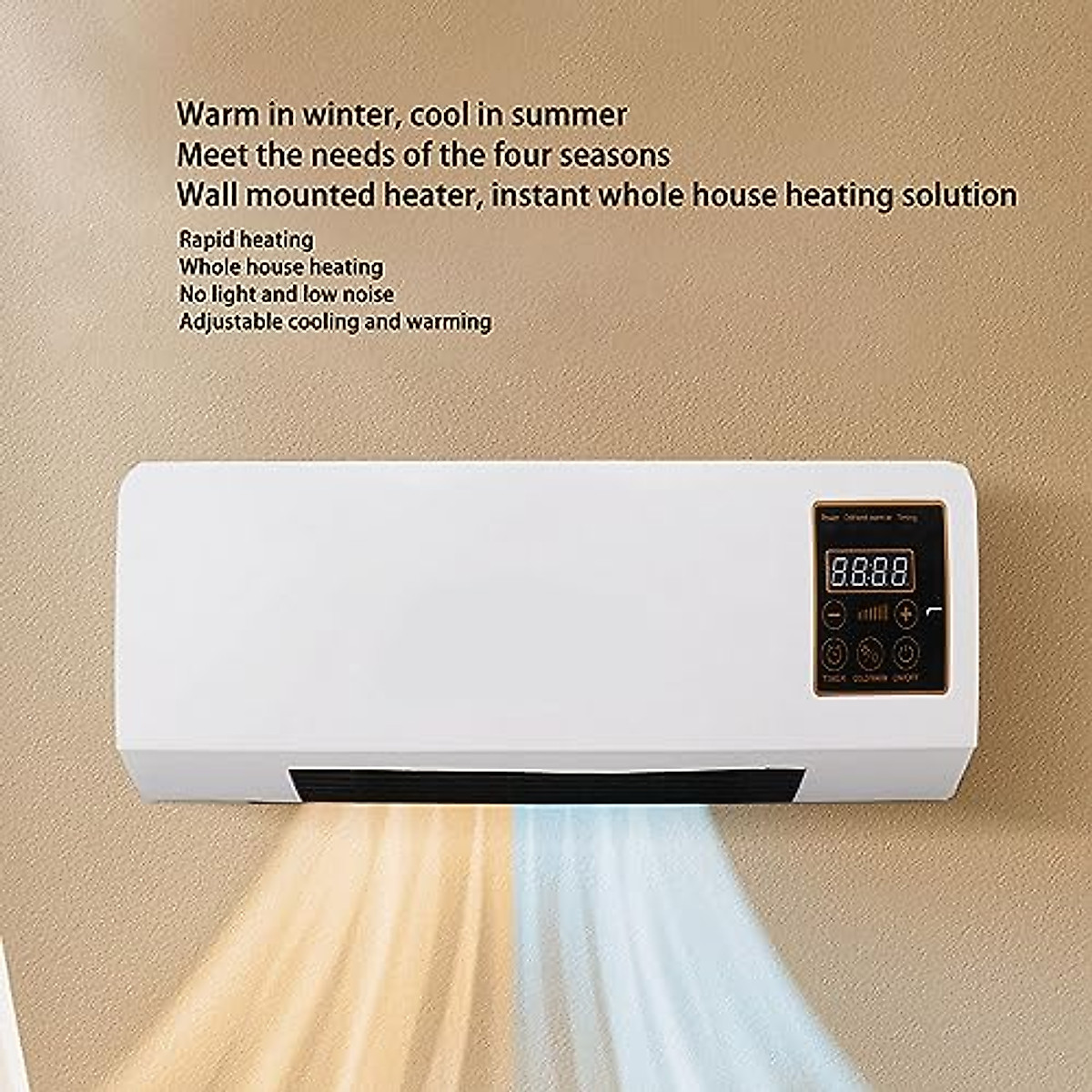 Sorandy Wall Air Conditioner, Mini Electric Heating Machine, Electric Air Conditioner with Remote Control Dual Use Cooling and Heating for Bedroom Bathroom Living Room, US Plug 110V