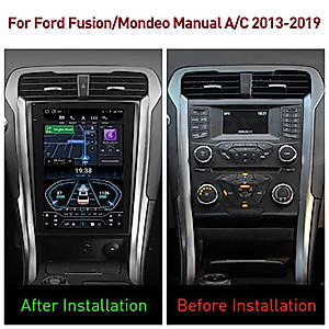 Car Radio Stereo for Ford Fusion Mondeo 2013 to 2019 Android 10.0 T-Style Head Unit Navigation 12.1 Inch IPS Touchscreen Build in Wireless Carplay Bluetooth WiFi Support DSP Sirius (Manual)