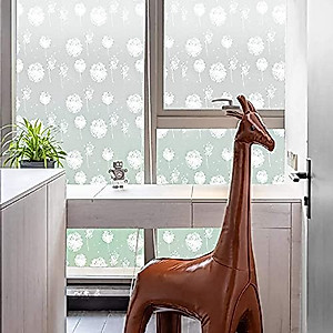 Viseeko Privacy Window Film Non-Adhesive Window Film Frosted Static Cling Glass Film Dandelion Patterns Window Stickers for Doors Home Living Room Kids Bedroom (17.5 x 78.7Inches)