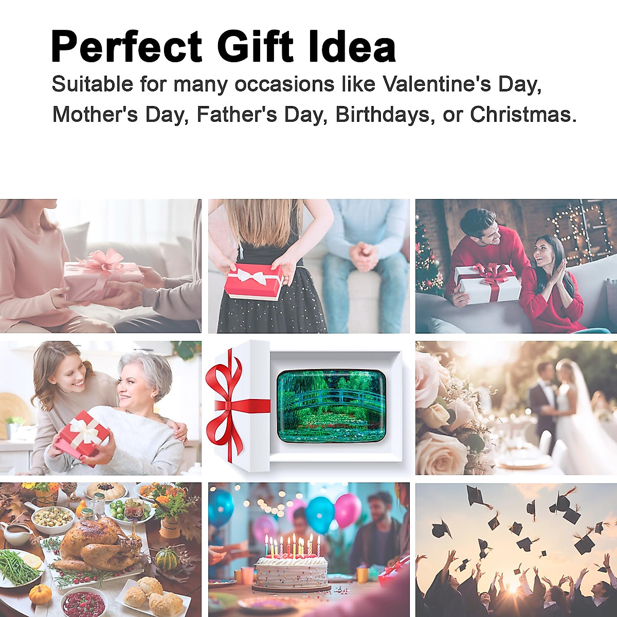 Kaabao Credit Card Holder Small RFID Blocking Wallet Business Metal Slim Mini Aluminum Hard Case for Women Men Gift (Japanese Bridge and Water Lily Pond)