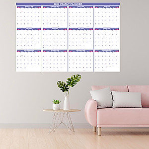2024 Wall Calendar Erasable 32"x48" Wet & Dry Erase Laminated 12 Month Annual Yearly Wall Calendar,2-Sided Vertical/Horizontal, Reversible,Erasable & Reusable Calendar for Home Office School (Purple)