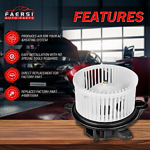 FAERSI HVAC Plastic Heater Blower Motor with Fan ABS Cage Replacement for Jeep Cherokee & Wrangler 1997-2001 Replaces# 4886150AA