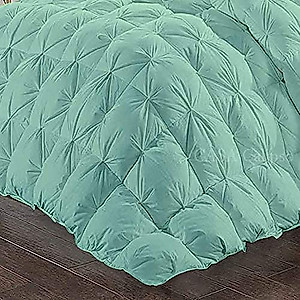 1 Pc Pinch Pleated Comforter with 4 Pillow Shams 100% Cotton 400 GSM Ultra Soft, Fluffy, Lightweight Comforter for All Season Twin / Twin XL Size Aqua 5 PC-Pinch Pleat Comforter Set