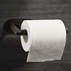 HITSLAM Matte Black Toilet Paper Holder Adhesive, Stainless Steel Self Adhesive Toilet Paper Roll Holder for Bathroom