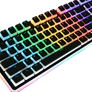 PBT Pudding Keycaps, Transparent Two-Color Key Cap, American Layout Mechanical Key Cap, Suitable for 61/68 / 84/104 Key Keyboard OEM Height (Only Sell keycaps) (Black)
