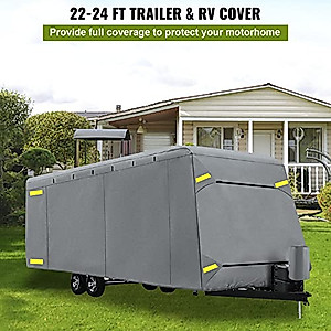 VEVOR RV Cover 22'-24' RV & Trailer Cover Extra-Thick 4 Layers Travel Trailer RV Cover Durable Camper Cover, Waterproof Breathable Anti-UV Ripstop for RV Motorhome with Adhesive Patch & Storage Bag