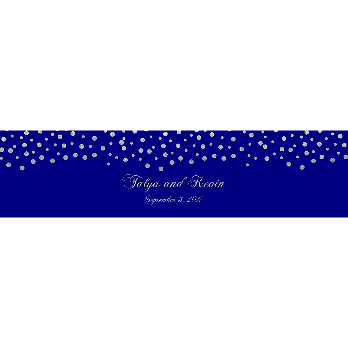 Silver Confetti Falling On Navy Background Water Bottle Labels Weddings Anniversary Bridal Shower Easy to Use