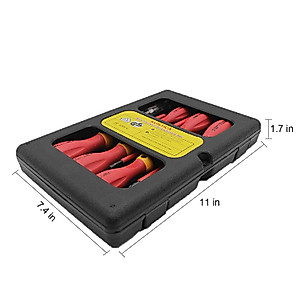 Insulated Screwdriver Set KUNTICA 1000V Insulated Electrician Screwdriver Magnetic 4 Slotted and 3 Phillips Head Tips Screwdriver Non-Slip, 9 Piece