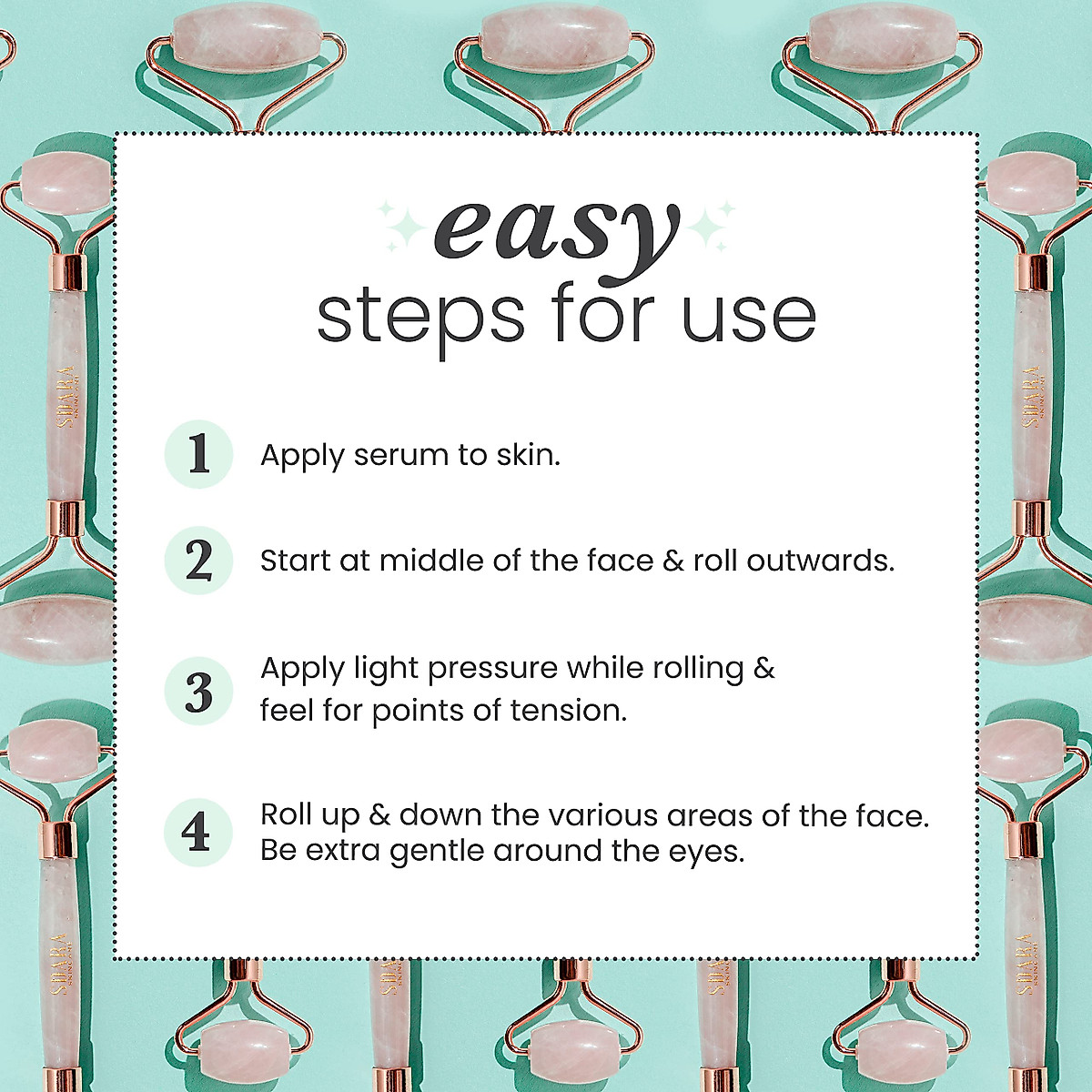 SDARA SKINCARE Rose Quartz Roller - Anti Aging Jade Roller for Wrinkles and Puffy Eyes - Eye & Face Roller for Slimming & Firming Facial Massage