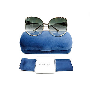 Gucci GG0225S 003 Gold/Green GG0225S Round Sunglasses Lens Category 2 Size 63