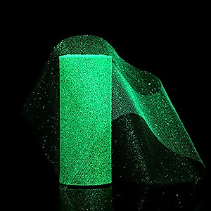 Outus Sparkling Christmas Glitter Tulle Roll Sparkling Tulle Ribbon 6 Inches by 25 Yards for Xmas Holiday Wedding Gift Wrapping Tutu Skirt, Birthday Baby Shower Party Decoration(Green)