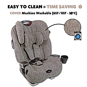 UKJE Protective Car Seat Cover - Compatible with Graco Slimfit 3-in-1 Convertible Car Seat, Slim Fit Car Seat, Car Seat Liner, Car Seat Protector, Convertible & Comfortable Seat Cotton Cover - Leopard