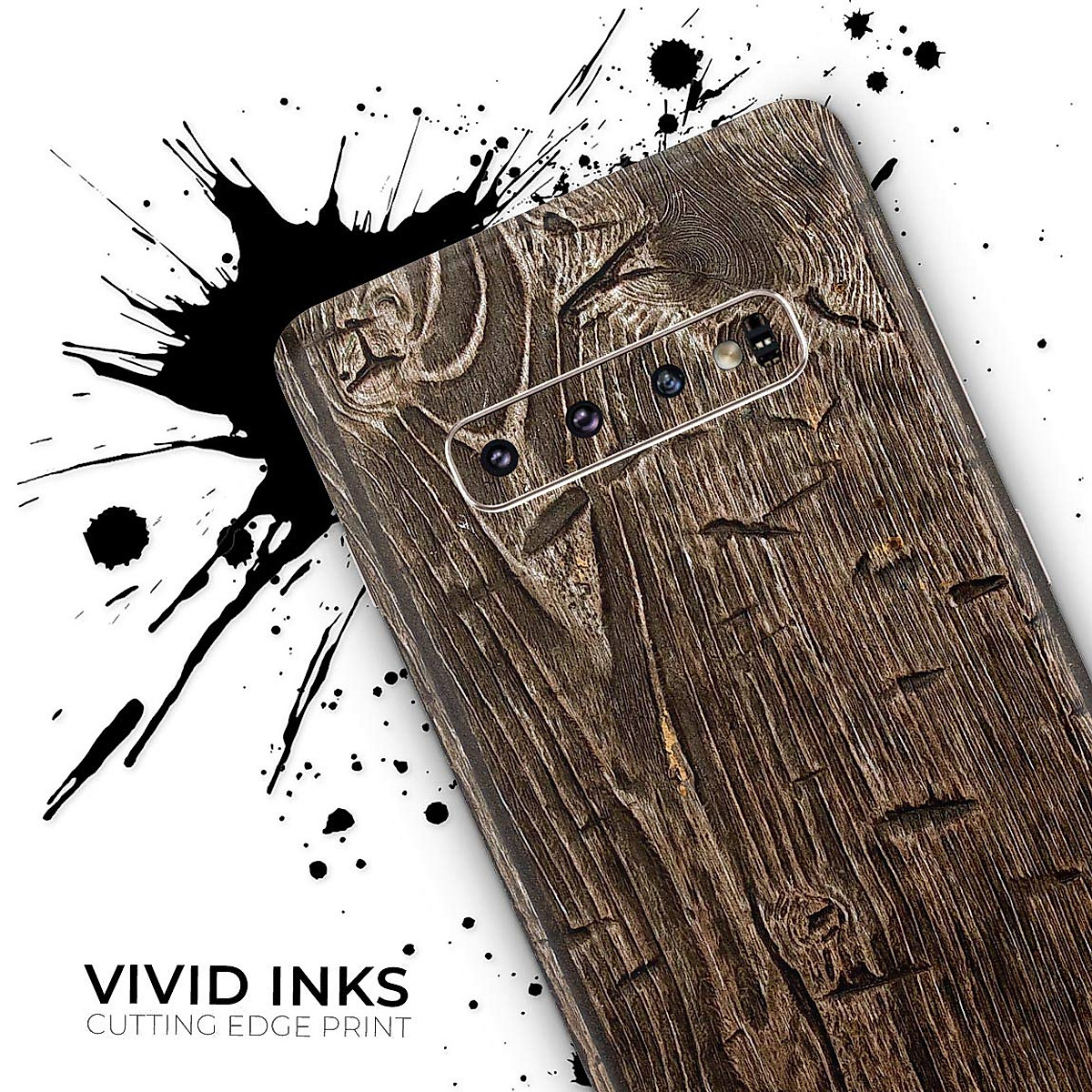 DesignSkinz Rough Textured Dark Wooden Planks Protective Vinyl Decal Wrap Skin Cover Compatible with The Samsung Galaxy S20 (Screen Trim & Back Glass Skin)
