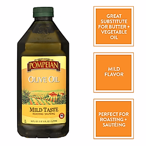 Pompeian Mild Taste Olive Oil, Mild Flavor, Perfect for Roasting & Sauteing, Naturally Gluten Free, Non-Allergenic, Non-GMO, 68 FL. OZ.