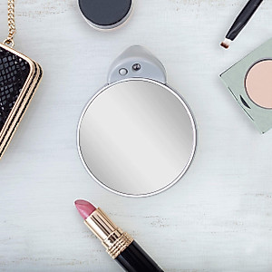 Zadro Dual-Sided 10X/5X Magnification LED Lighted Compact Travel Lightweight Portable Spot Makeup Mirror, Gray/White, FC30L