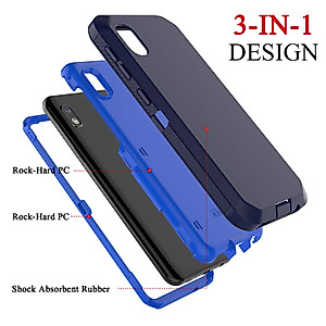 Tiflook for Samsung Galaxy A10e Case, Heavy Duty Shockproof Drop Protection Armor Rugged Hard Plastic + Shock Absorption Silicone Rubber Dual Layer Hybrid Cover Case for Samsung Galaxy A10e, Navy Blue