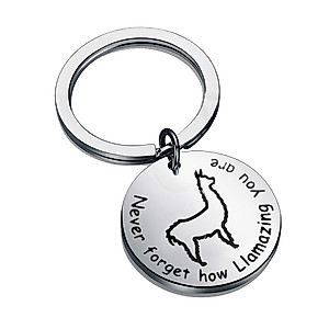 Llama Keychain Never Forget How Llamazing You are Keychain Alpaca jewelry Animal Lover Gift (Llama Keychain)