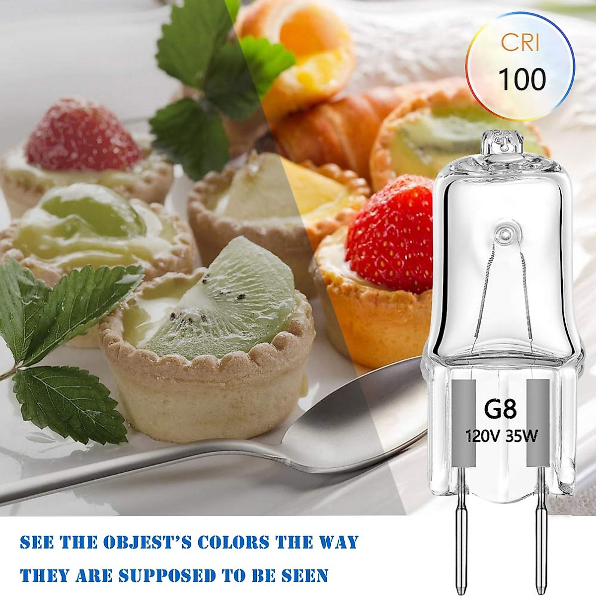G8 Halogen Light Bulbs 35Watt 120Volt Light Bulb G8 Base Bi-Pin Shorter 1.5" Length 35W T4 JCD Warm White Under Cabinet Puck Lighting Replacements,10Pack
