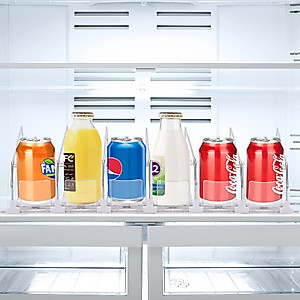 Mokylor Drink Dispenser for Fridge, 3 Row Self-Pushing Soda Can Organizer for Refrigerator, Width Ajustable Beverage Pusher Glide Beer Pop Can Water Bottle Storage for Pantry