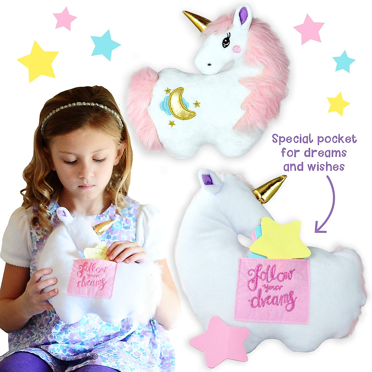 Tickle & Main Follow Your Dreams Unicorn Pillow Gift Set, Unicorn Plush, Dream Catcher for Girls Ages 4-9 Years