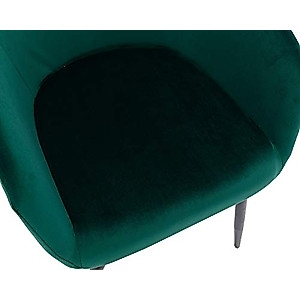 CIMOTA Dark Green Arm Chair Upholstered Accent Chair Velvet ArmChiar Comfy Leisure Side Chair Makeup Vanity Chair for Living Room Bedroom Dining Room