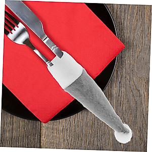 DOITOOL 24PCS Christmas Santa Hats Silverware Tableware Holders Santa Claus Flatware Bag Pouch Christmas Dinner Table Decorations Party Supplies