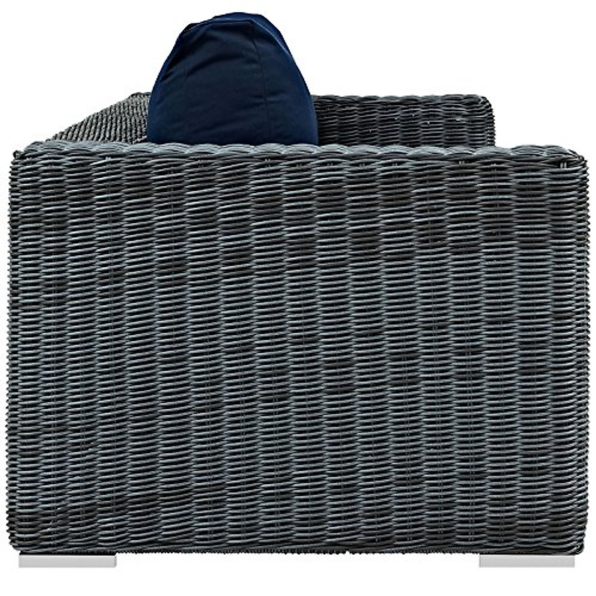 Modway EEI-1874-GRY-NAV Summon Wicker Rattan Outdoor Patio Sunbrella Sofa in Canvas Navy