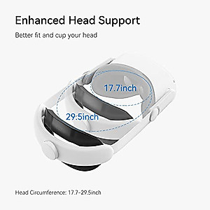 KIWI design Comfort Head Strap Accessories Compatible with Quest 2, Elite Strap Replacement for Enhanced Support, White/Black