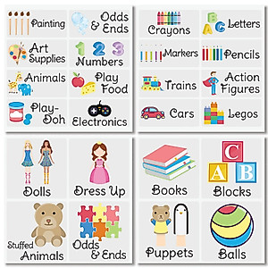 mDesign Plastic Stackable Toy Storage Bin w/Hinged Lid, 3 Divided Compartments; for Organizing Playroom, Kids' Room; Container for Small Toys, Craft and School Supplies + 24 Labels - 2 Pack - Clear