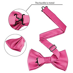 Allegra K Men's Solid Color Pre-Tied Bow Tie with Matching Pocket Square Set for Wedding Party One Size Hot Pink