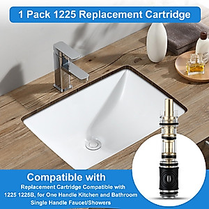 Dual Seal 1225 Replacement Cartridge, Compatible with Moen 1225 1225B, One Handle Kitchen and Bathroom Faucet Cartridge Replacement, for Single Handle Faucet/Showers, Brass