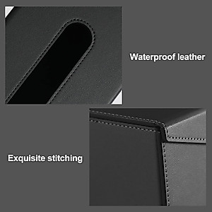 MEIBOOCH Foldable Tissue Box Cover Rectangular Leather Tissue Box Holder with Magnetic Closure (3.6 inches high, Black)