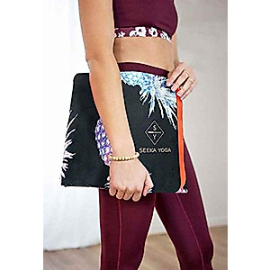 SEEKA YOGA Travel Mat – travel yoga mat foldable light weight washable 1.5mm Thick for Portability, Eco Friendly Natural Tree Rubber bottom. WET Grip for Traction. Packable workout mat.